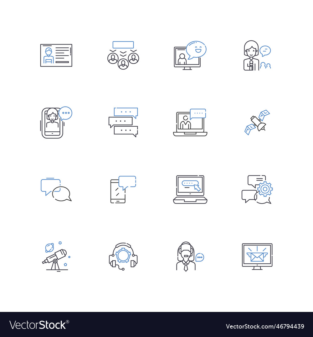 Response line icons collection react answer Vector Image