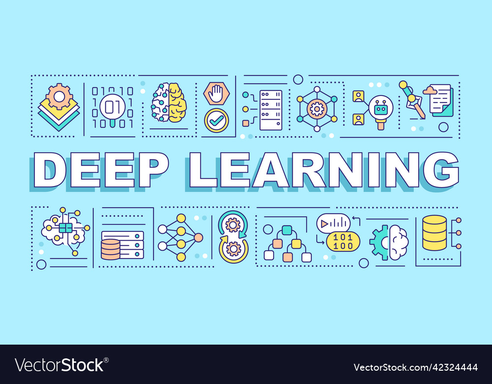 Deep learning word concepts blue banner Royalty Free Vector Deep learning word concepts blue banner Royalty Free Vector