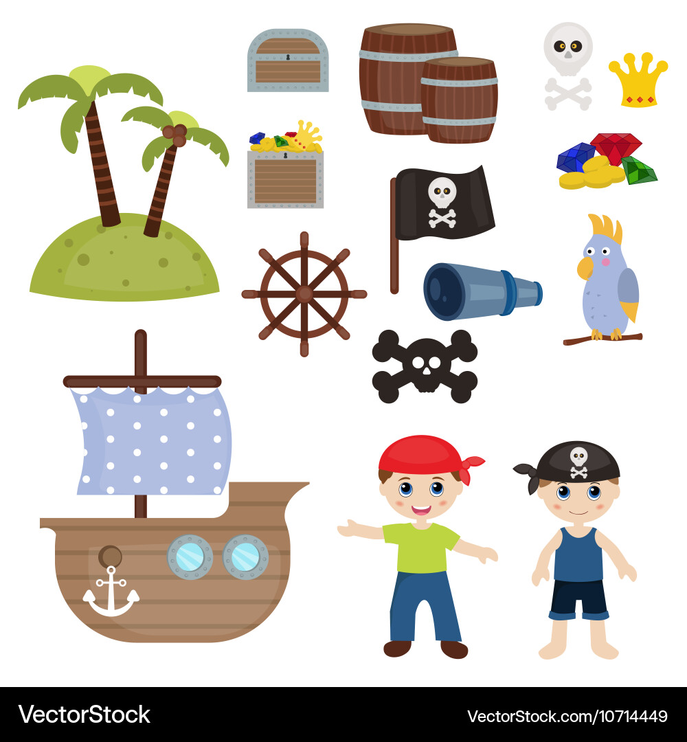 Cute pirate objects Royalty Free Vector Image - VectorStock