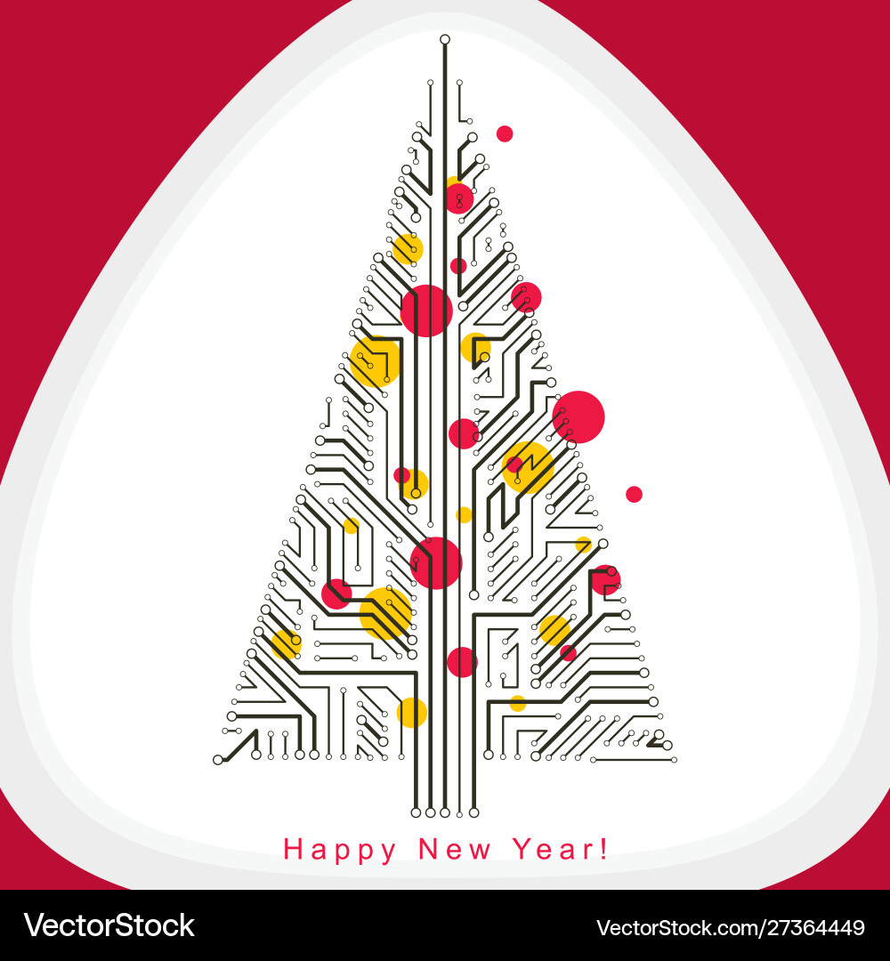 Evergreen christmas tree created with wireframe Vector Image