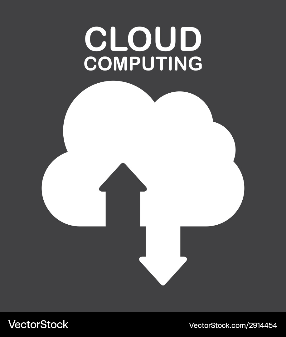 Cloud computing over black background Royalty Free Vector