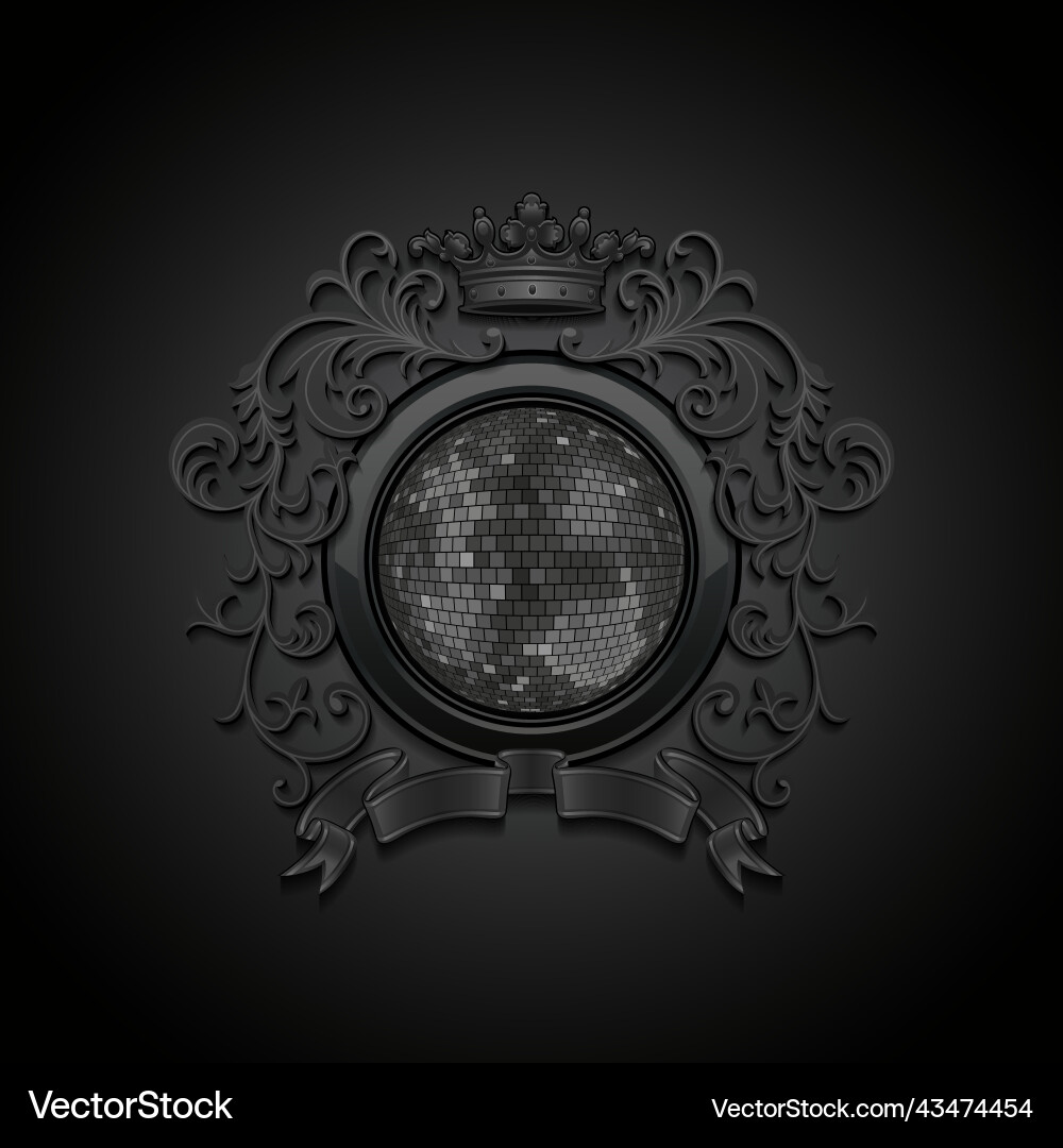 Coat of arms with a disco ball Royalty Free Vector Image