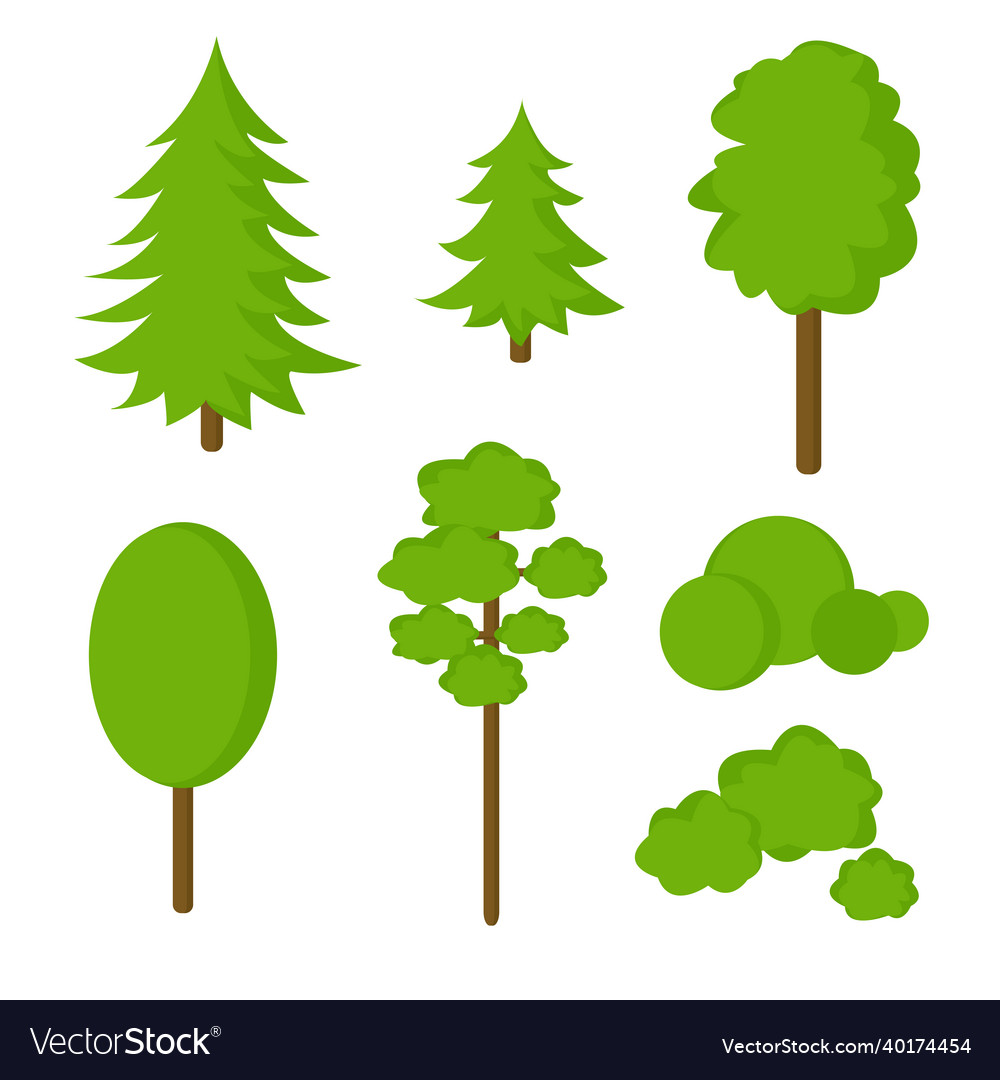 Set of flat trees Royalty Free Vector Image - VectorStock
