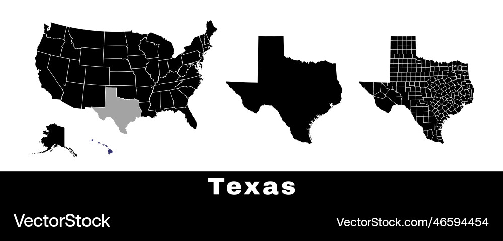 Texas state map usa set of maps Royalty Free Vector Image