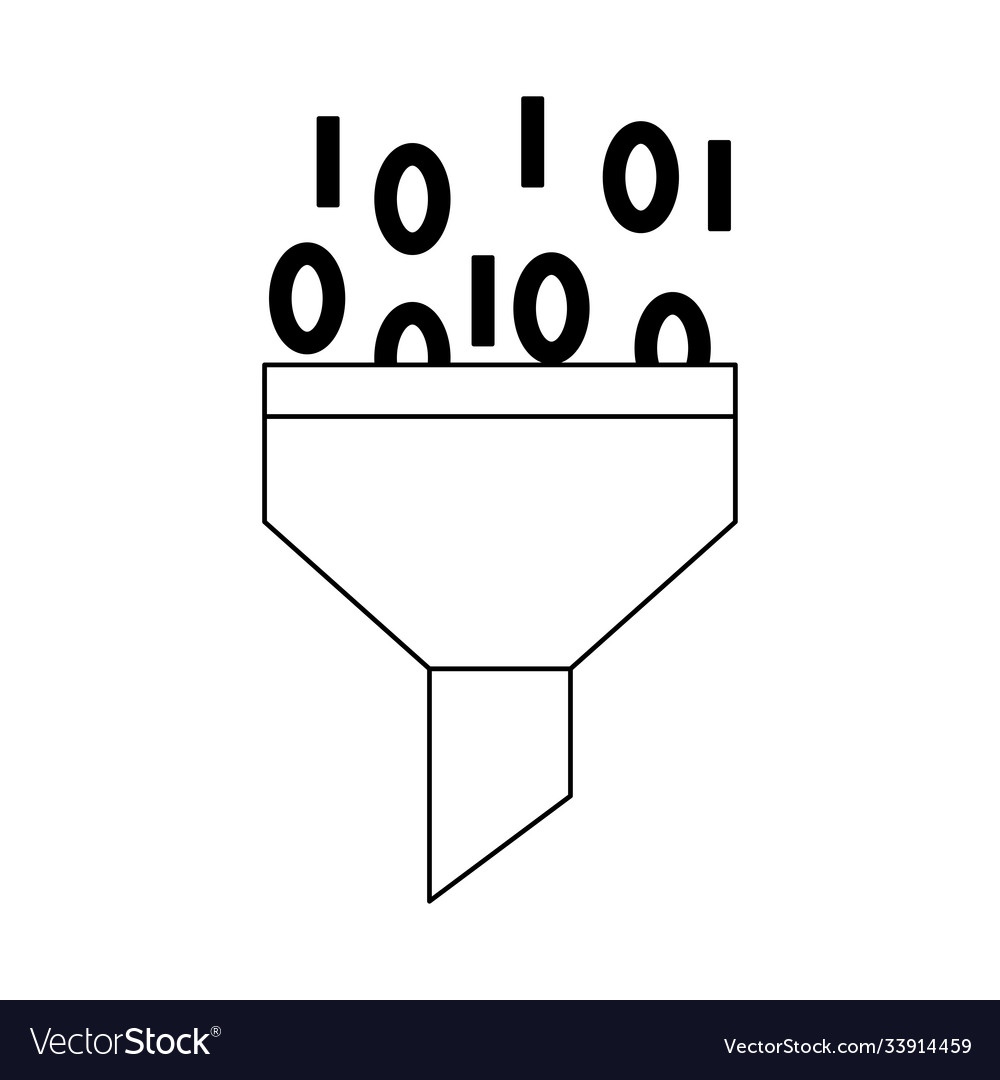 Data analysis filter funnel information binary Vector Image Data analysis filter funnel information binary Vector Image