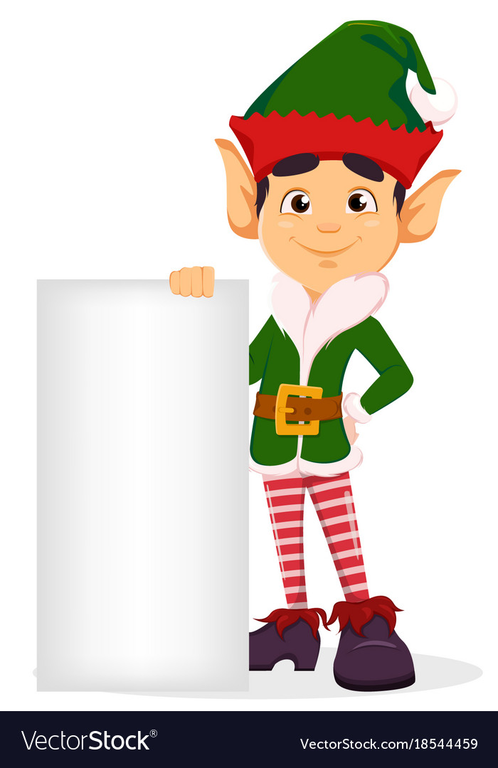 Merry christmas and happy new year elf standing Vector Image