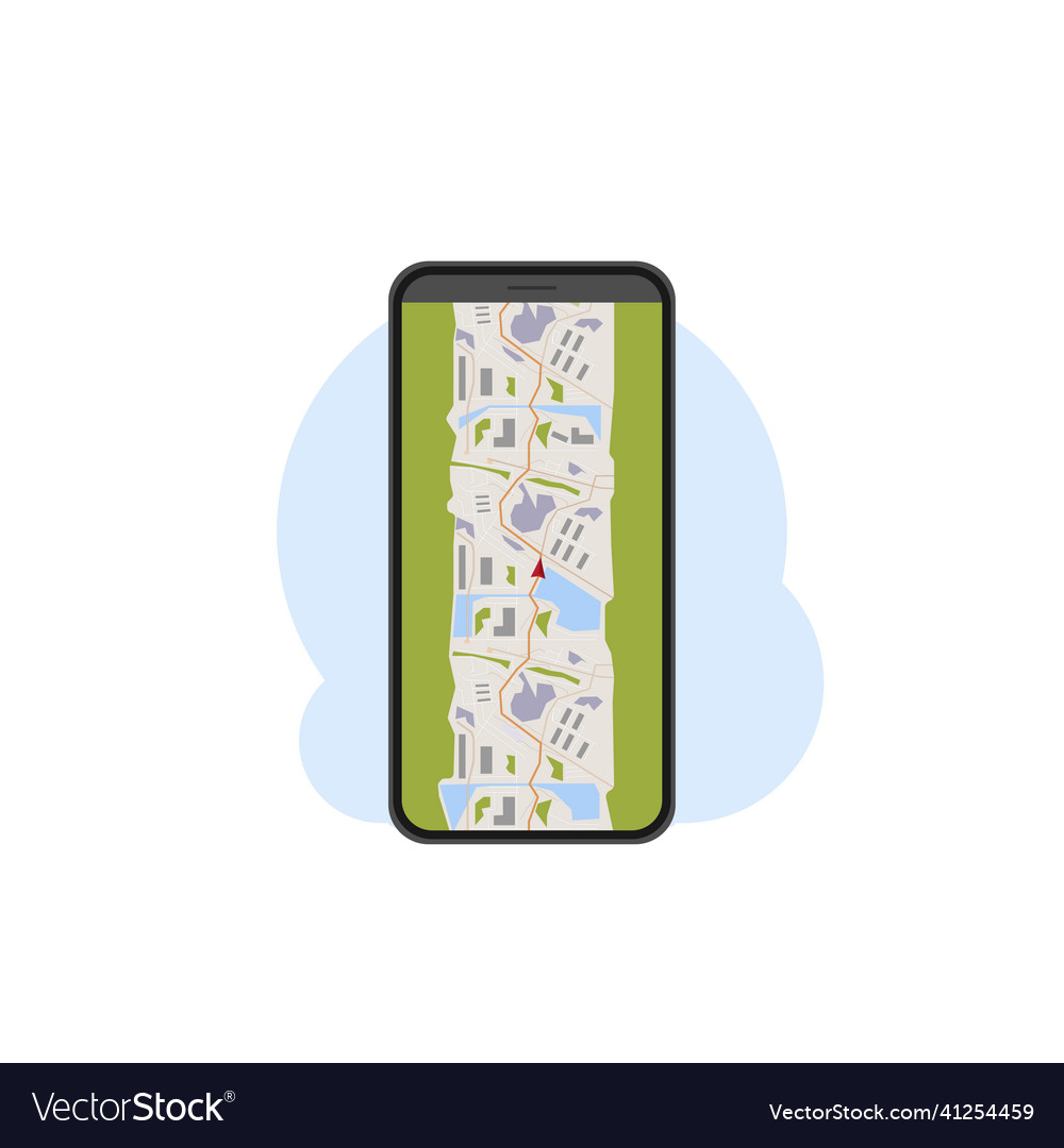 Mobile phone with gps map Royalty Free Vector Image