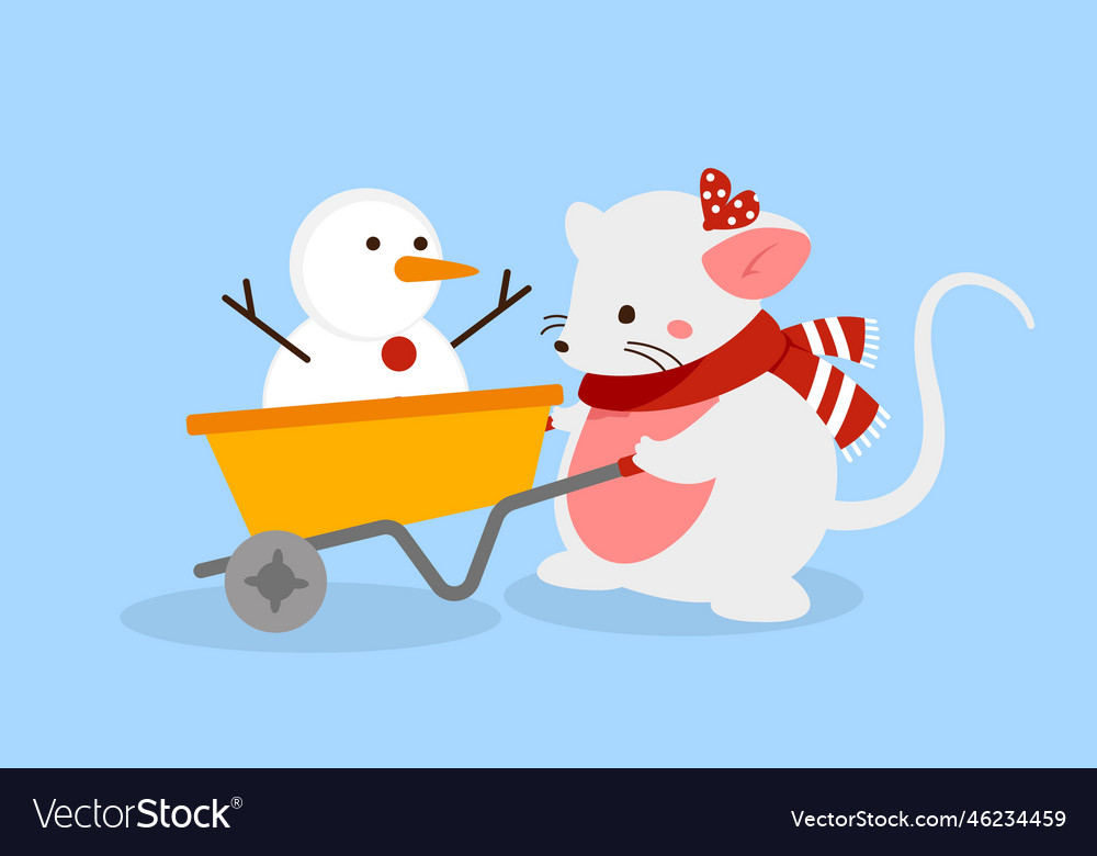 Mouse with snowman Royalty Free Vector Image - VectorStock