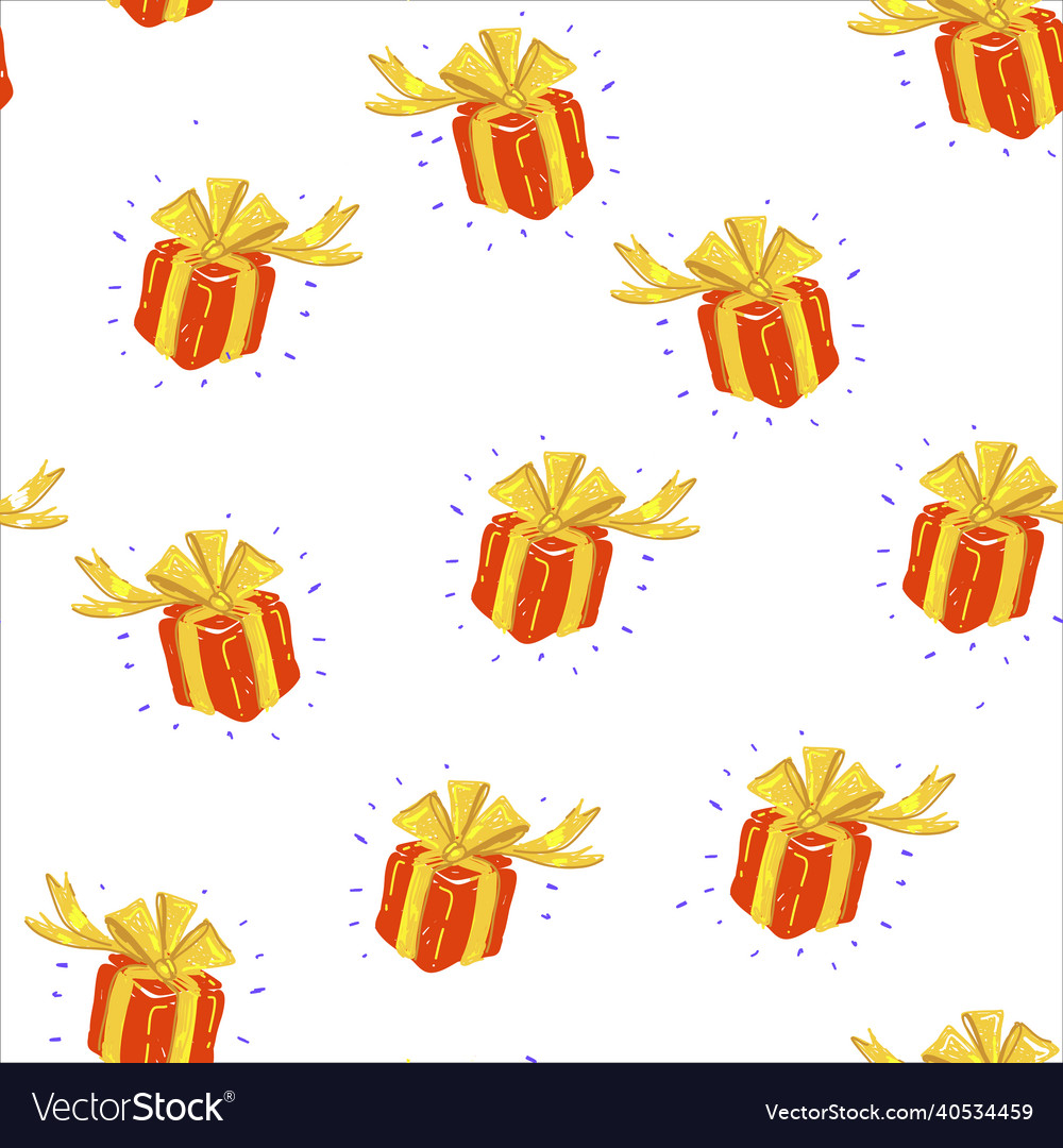 Seamless gift pattern red boxes Royalty Free Vector Image