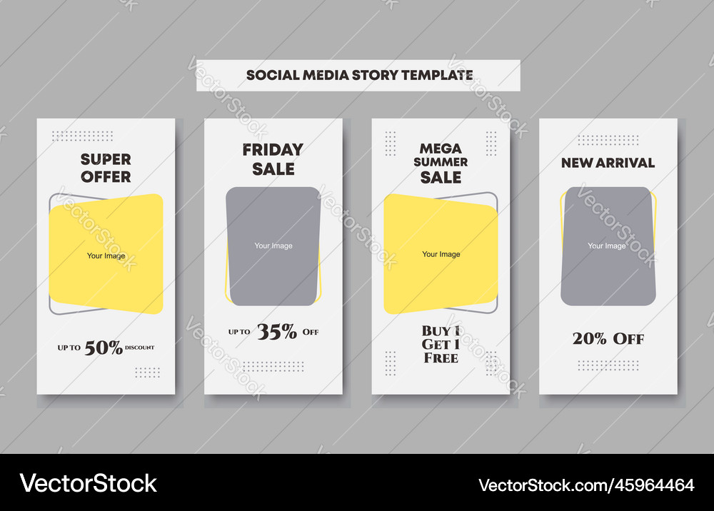 4 collection on editable social network stories Vector Image