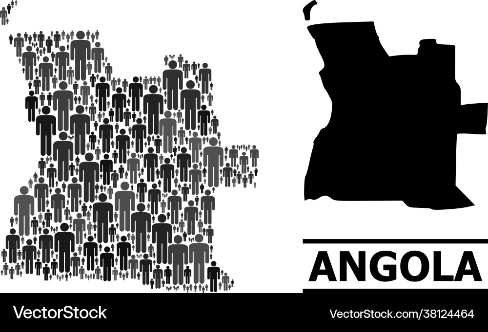 Demographics collage map angola Royalty Free Vector Image