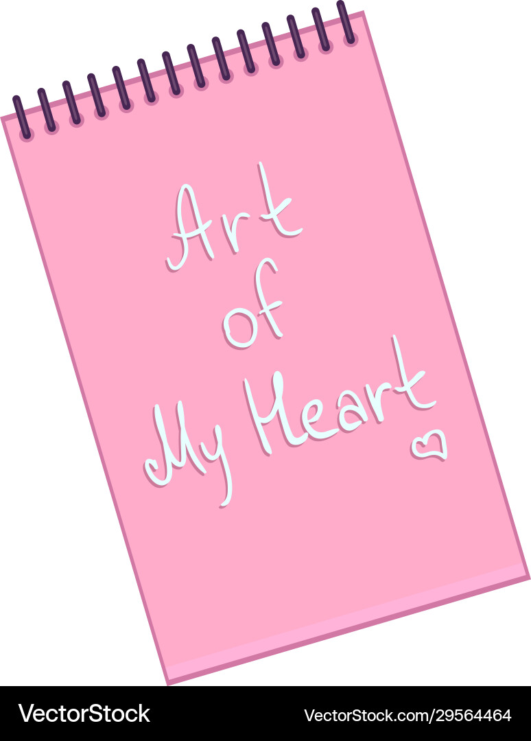 Notepad with text on cover art my heart Royalty Free Vector