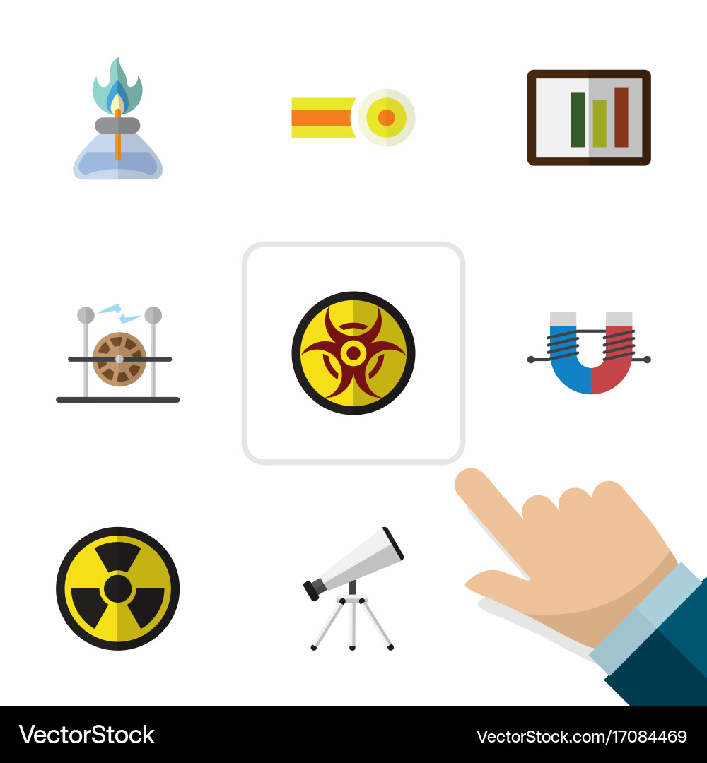 Flat icon science set of flame irradiation scope Vector Image