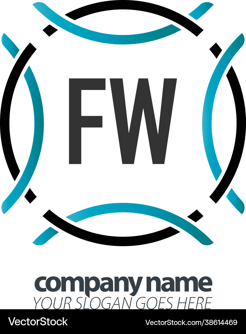 Initial letter fw circle sport logo design Vector Image