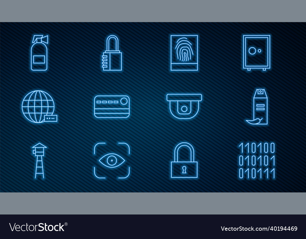 Set line binary code pepper spray fingerprint Vector Image