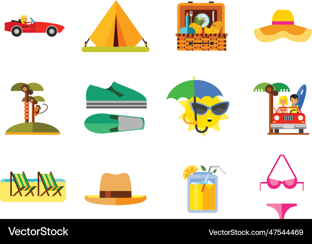 Vacation icon set Royalty Free Vector Image - VectorStock