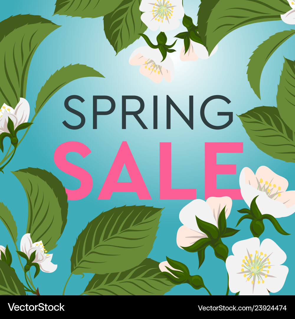 Advertisement about the spring sale on background Vector Image