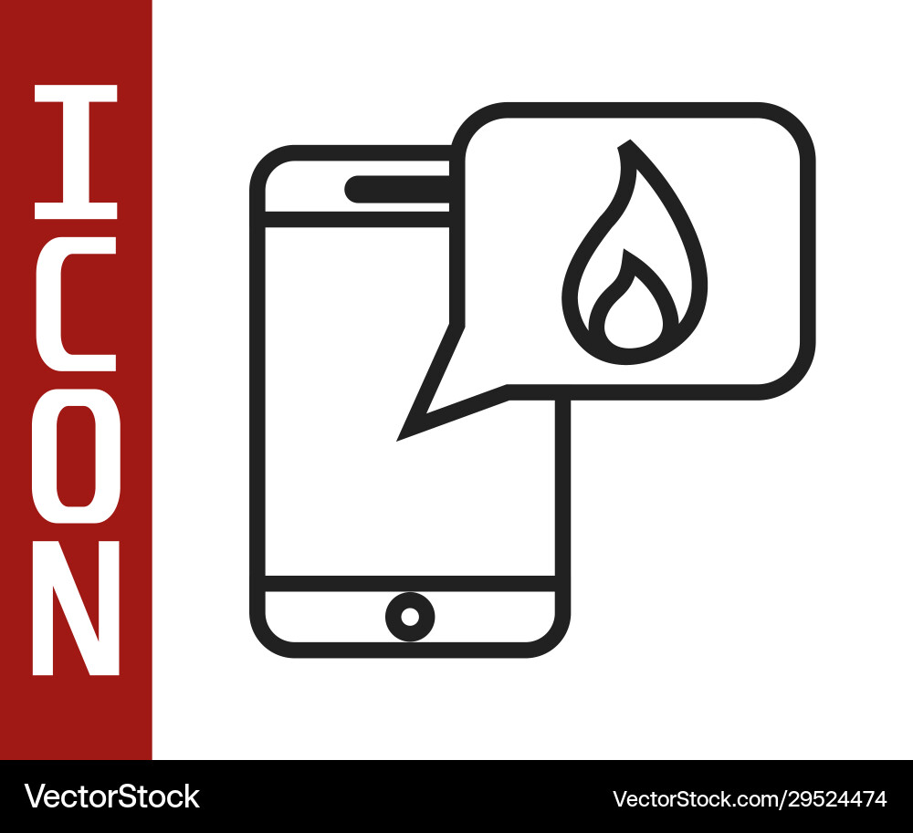 Black line mobile phone with emergency call 911 Vector Image