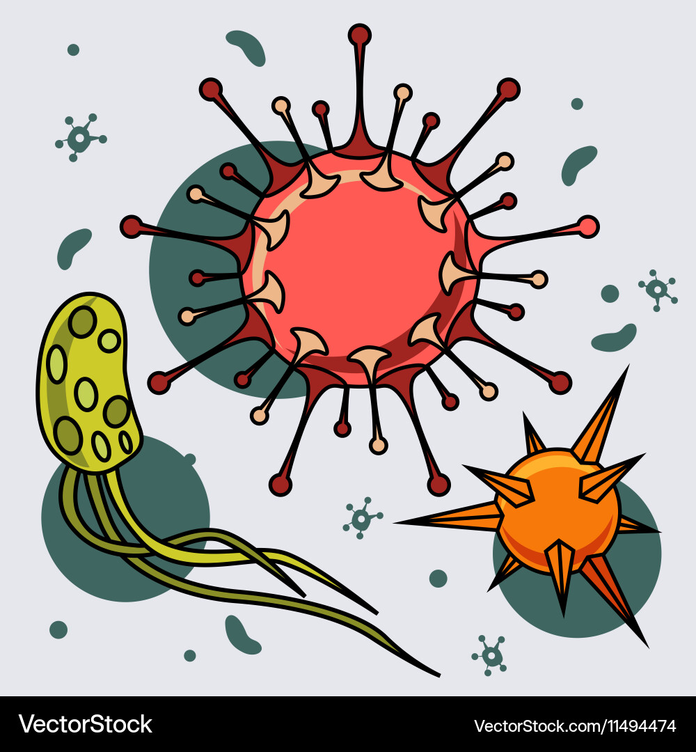 Colorful of viruses Royalty Free Vector Image - VectorStock