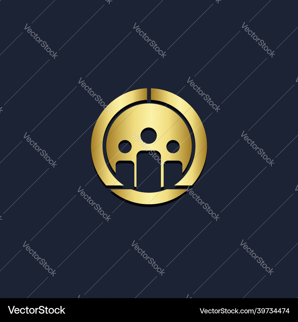Group partner business round abstract gold logo Vector Image