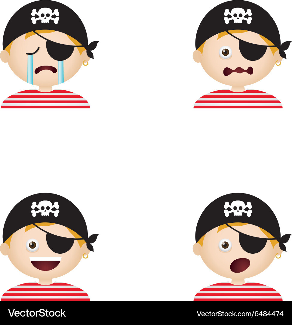 Pirate facial expressions Royalty Free Vector Image