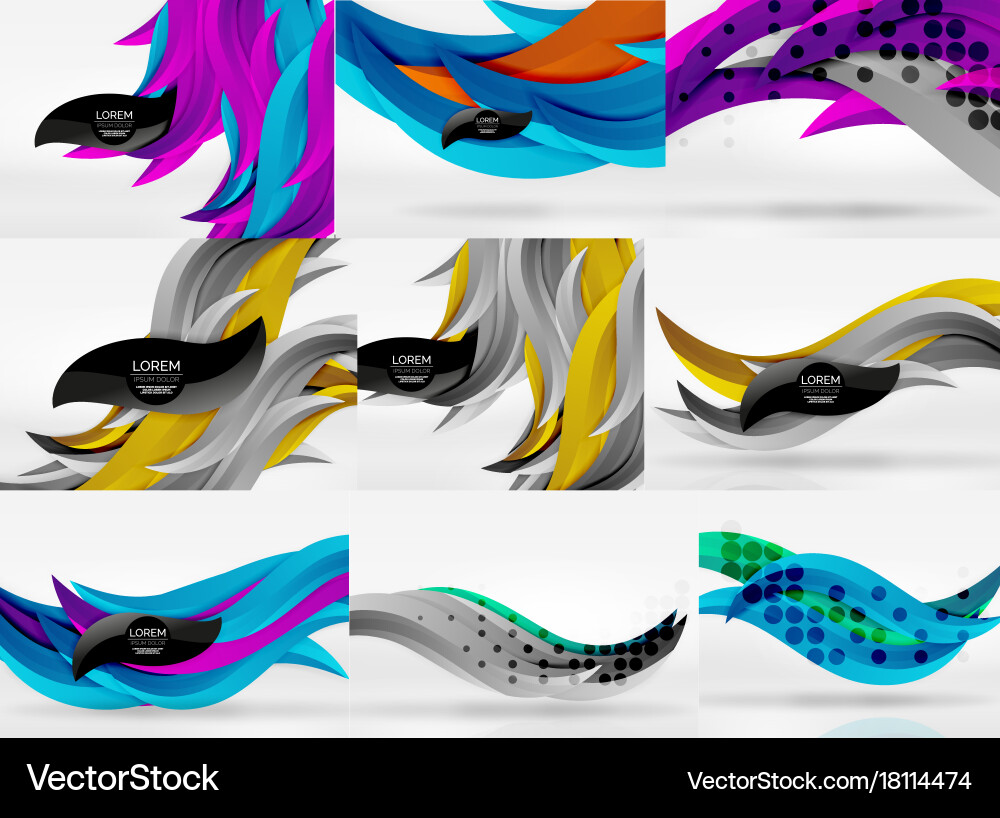 Set of 3d wave line abstract backgrounds Vector Image