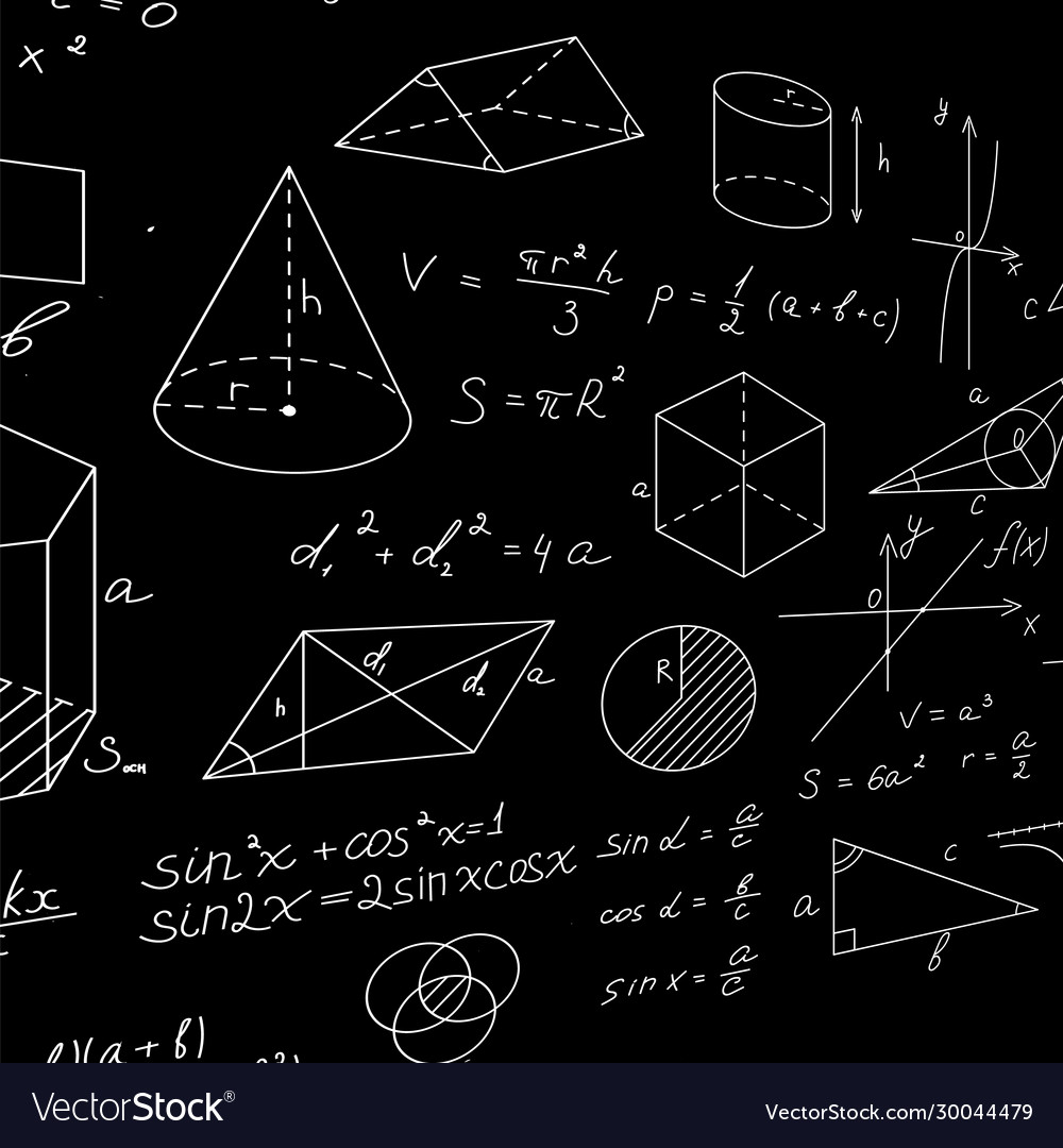 Blackboard Mathematical With Thin Line Shapes Vector Image