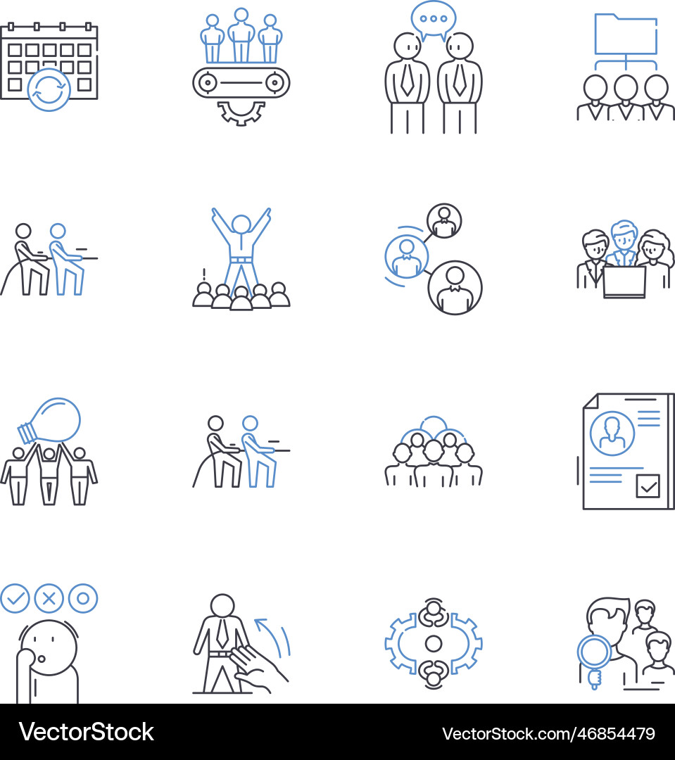 Genossenschaften Linie Icons Sammlung Solidarität