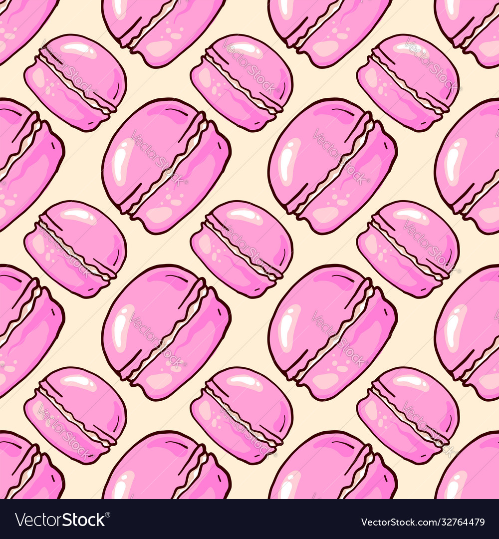 Macaroon pattern seamless on light Royalty Free Vector Image