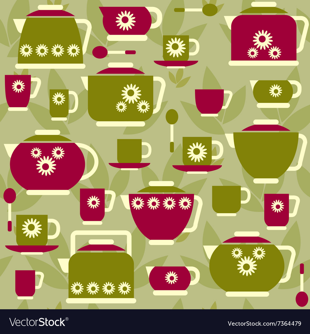 Seamless pattern on a tea theme Royalty Free Vector Image