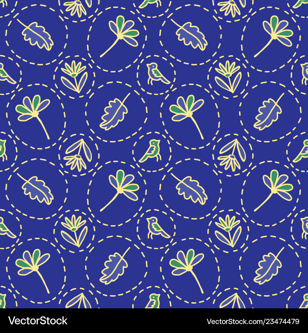 Tiny floral birds dotty seamless pattern Vector Image