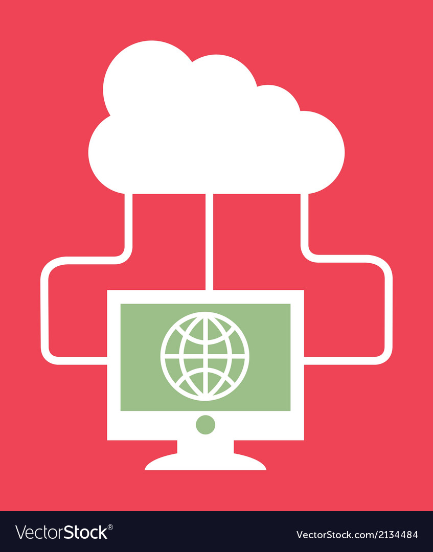 Cloud computing over pink background Royalty Free Vector