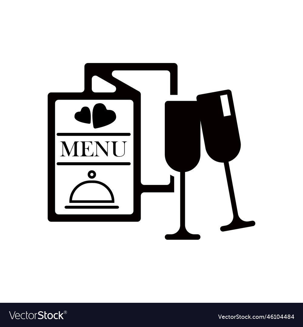 Dinner in a restaurant menu icon love glass Vector Image
