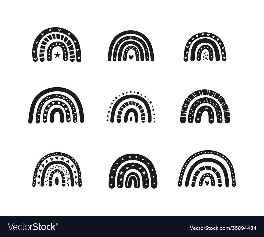 Set cute scandinavian rainbows Royalty Free Vector Image Set cute scandinavian rainbows Royalty Free Vector Image