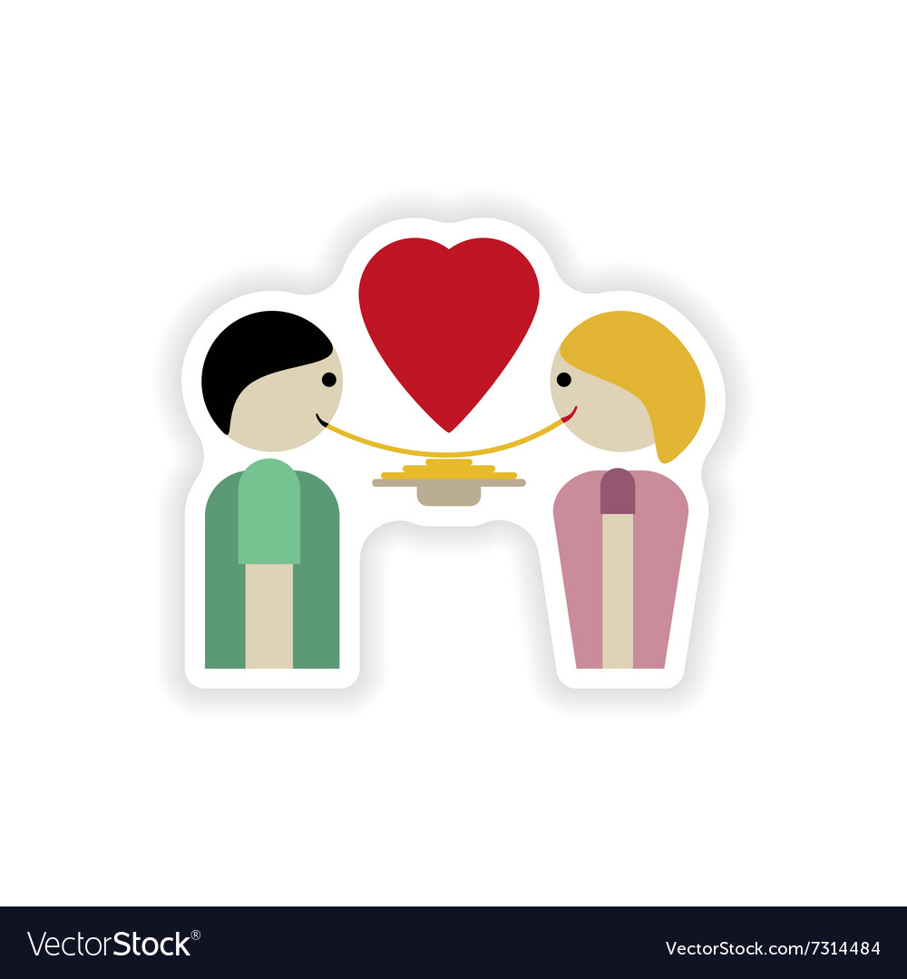 Stylish Paper Sticker On White Background Lovers Vector Image
