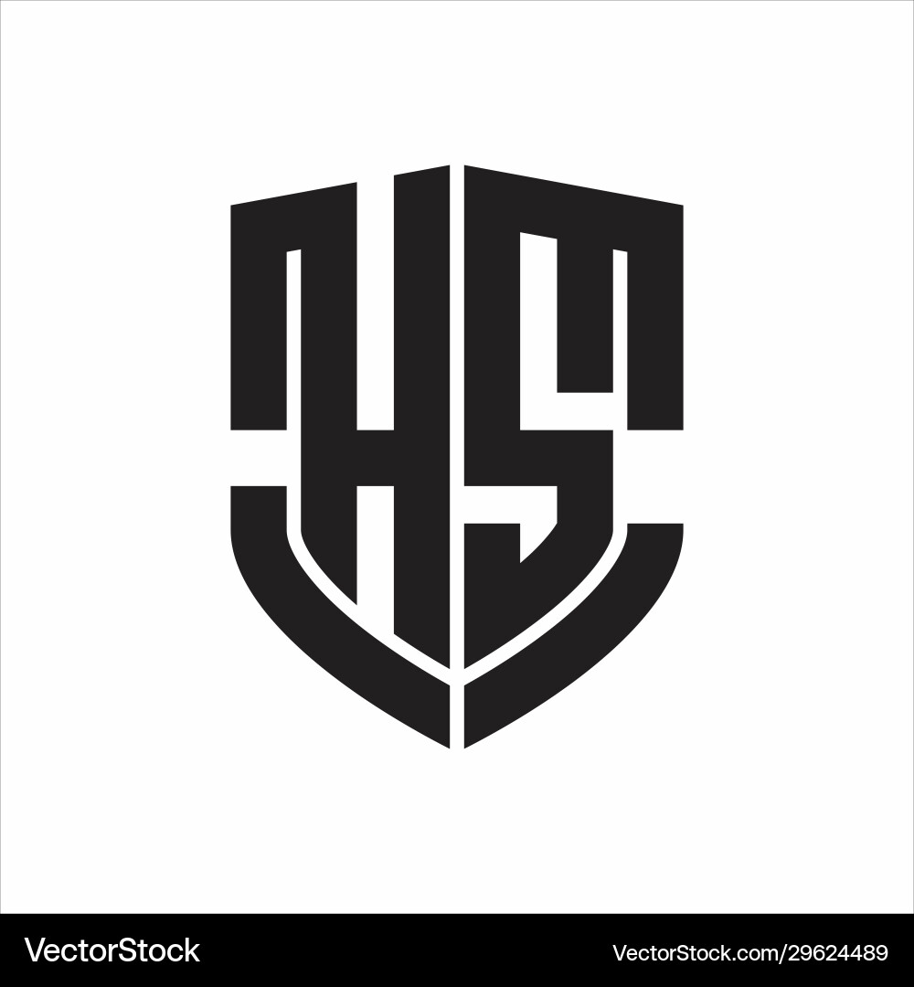 Hs logo monogram with emblem shield shape design Vector Image