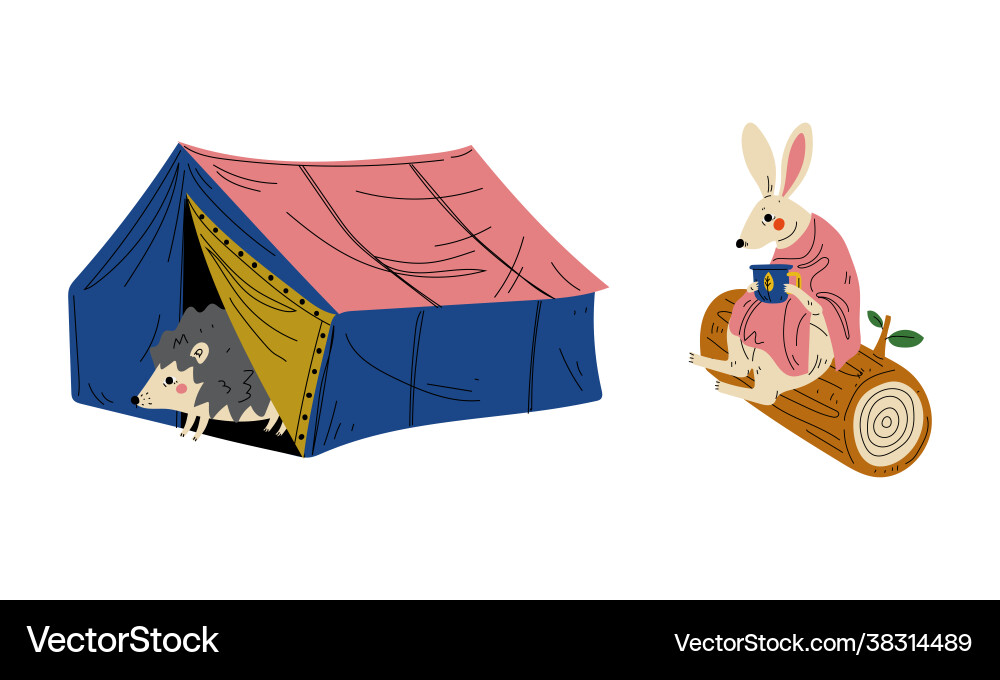 Humanized animal characters having hiking Vector Image