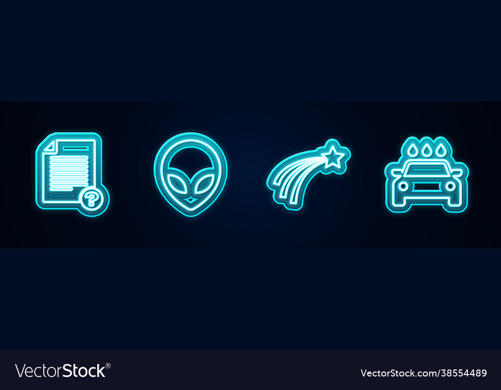 Set line unknown document alien falling star Vector Image Set line unknown document alien falling star Vector Image