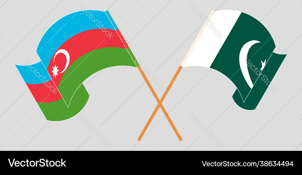 Crossed and waving flags pakistan Royalty Free Vector Image