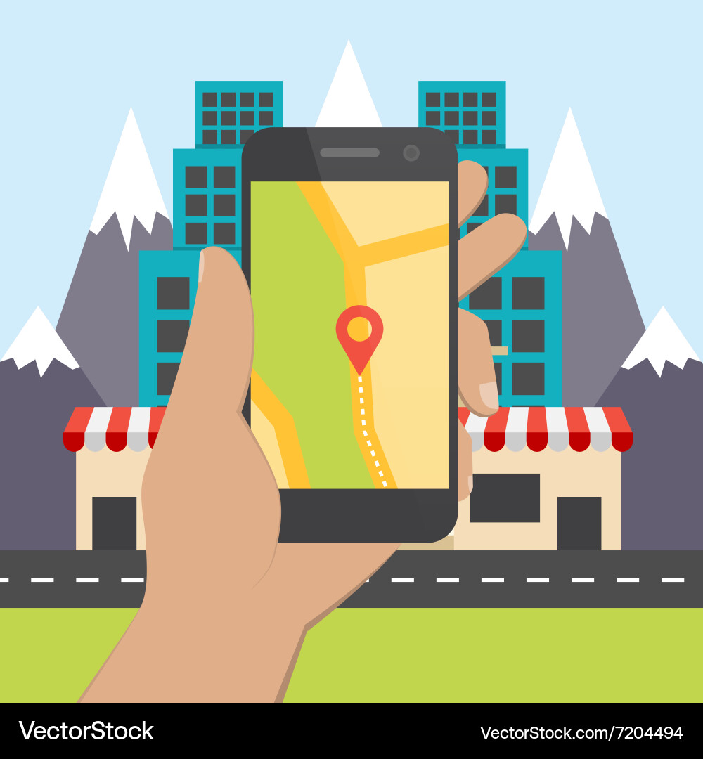 Flat design concept for mobile gps navigation Vector Image