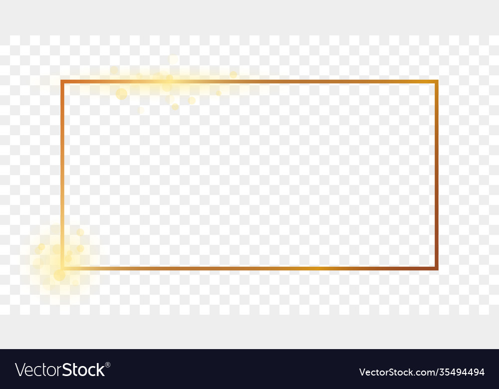 Gold glowing rectangular shape frame Royalty Free Vector