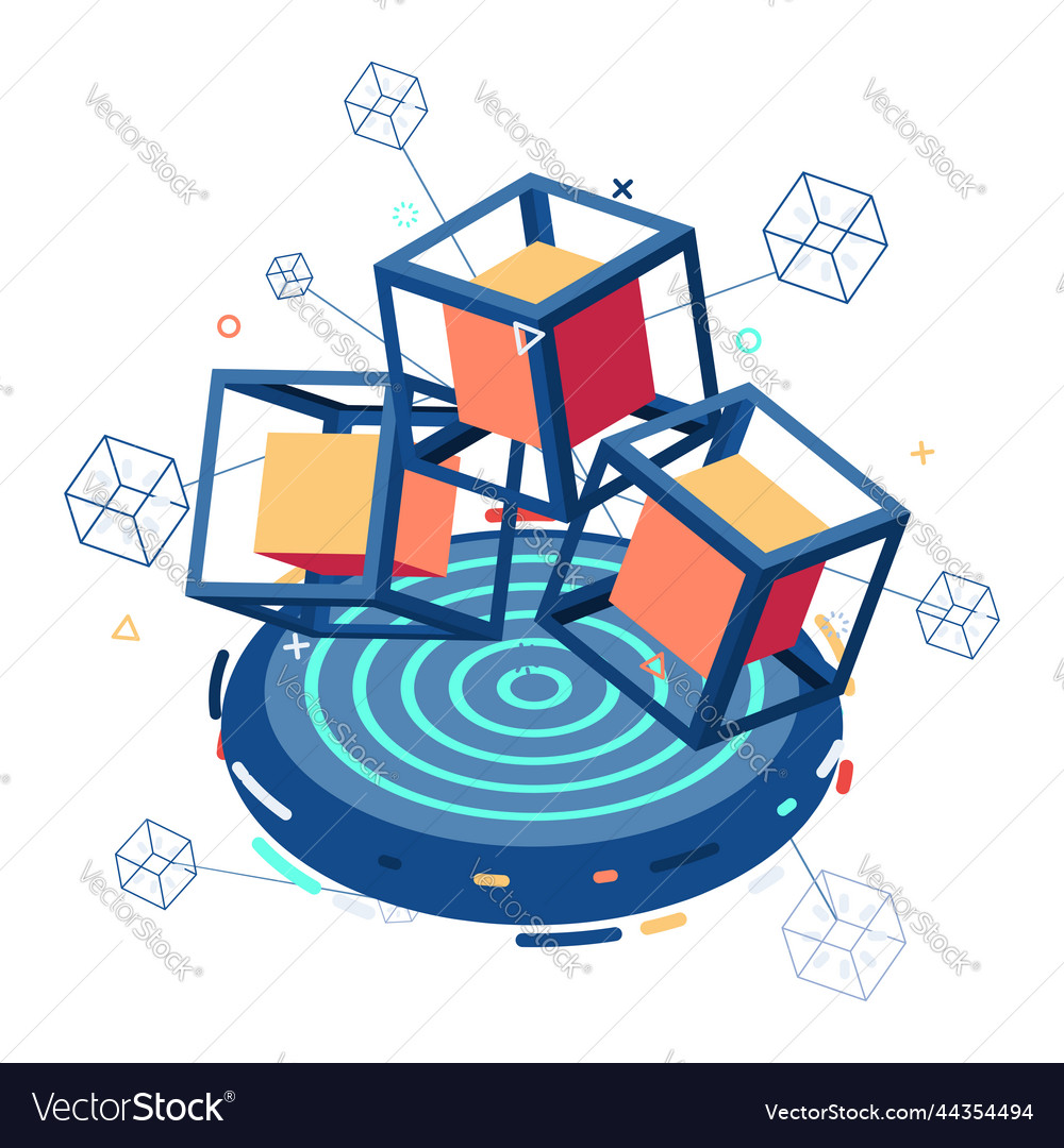 Isometric blockchain network Royalty Free Vector Image