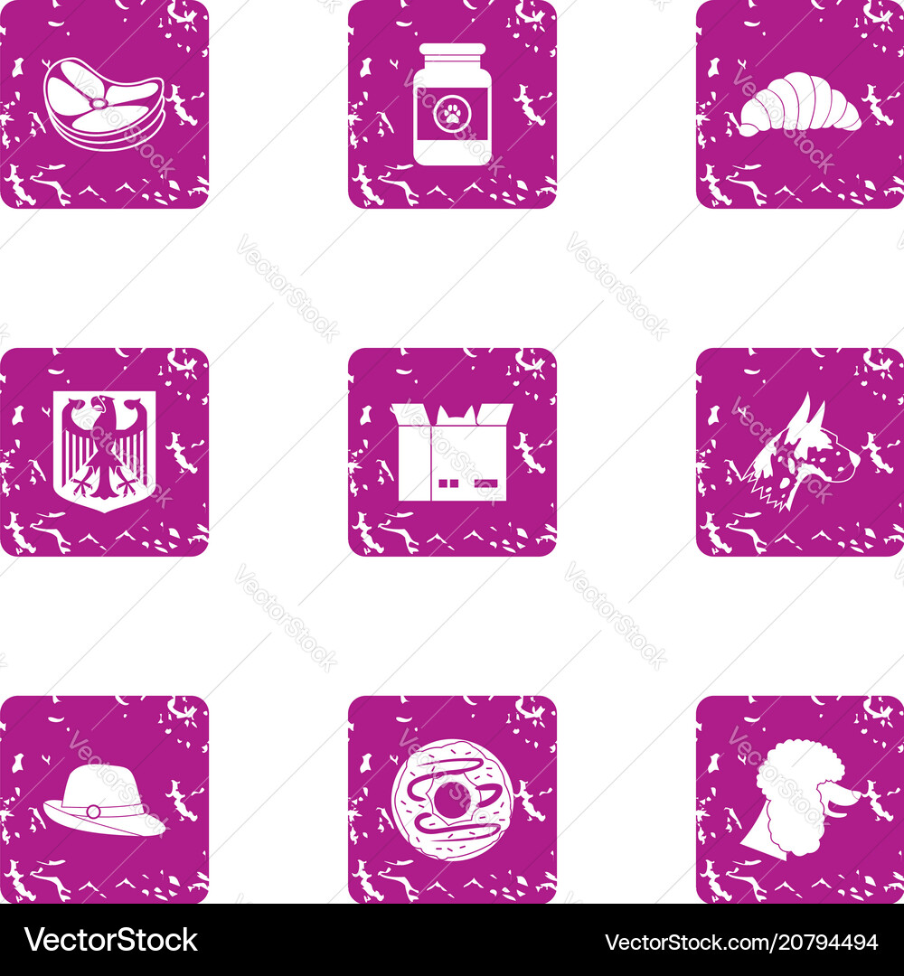 Outskirts icons set grunge style Royalty Free Vector Image
