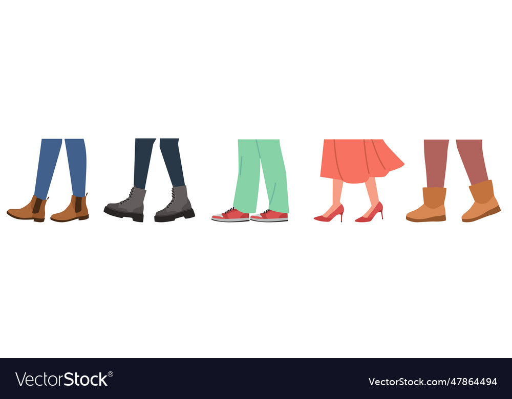 Set Of Feet In Different Modern Shoes Royalty Free Vector
