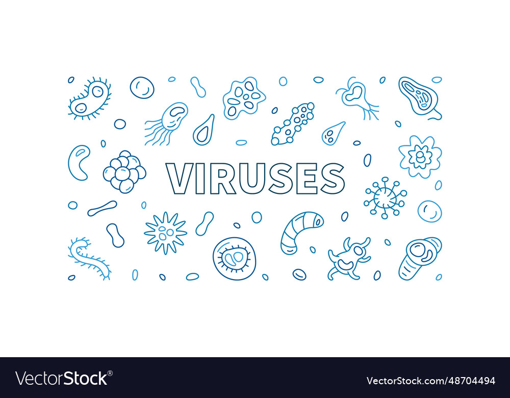 Viruses concept outline horizontal banner made Vector Image Viruses concept outline horizontal banner made Vector Image