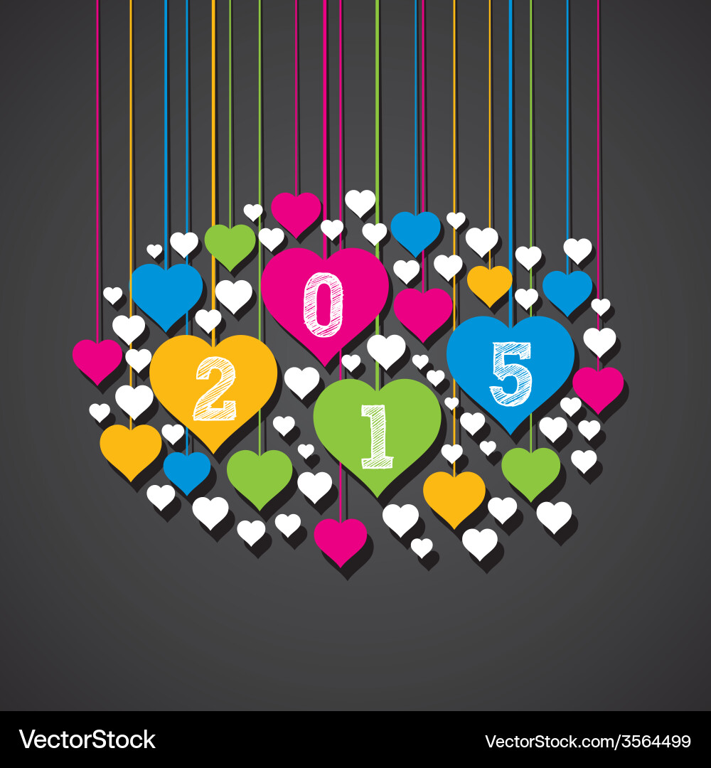 New year 2015 heart shape banner design Royalty Free Vector