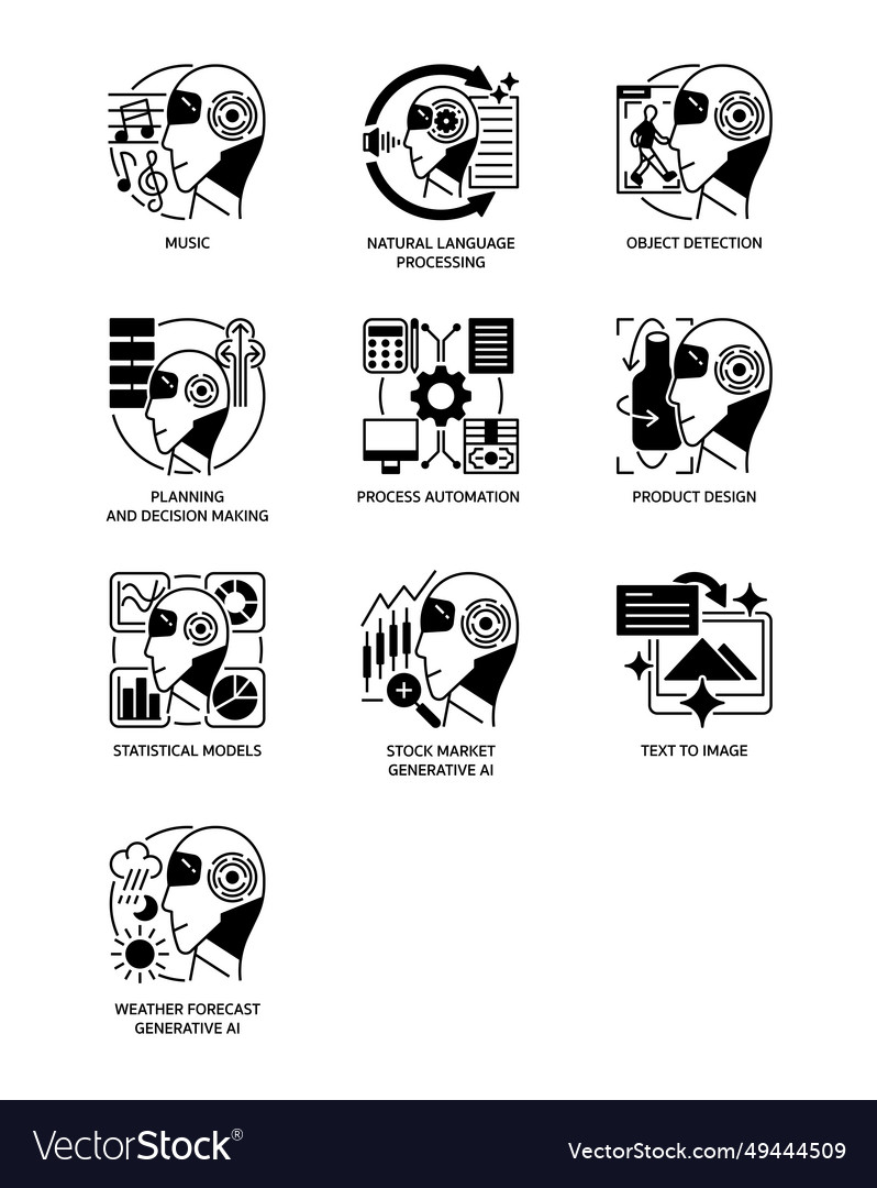 Generative ai icon set Royalty Free Vector Image Generative ai icon set Royalty Free Vector Image