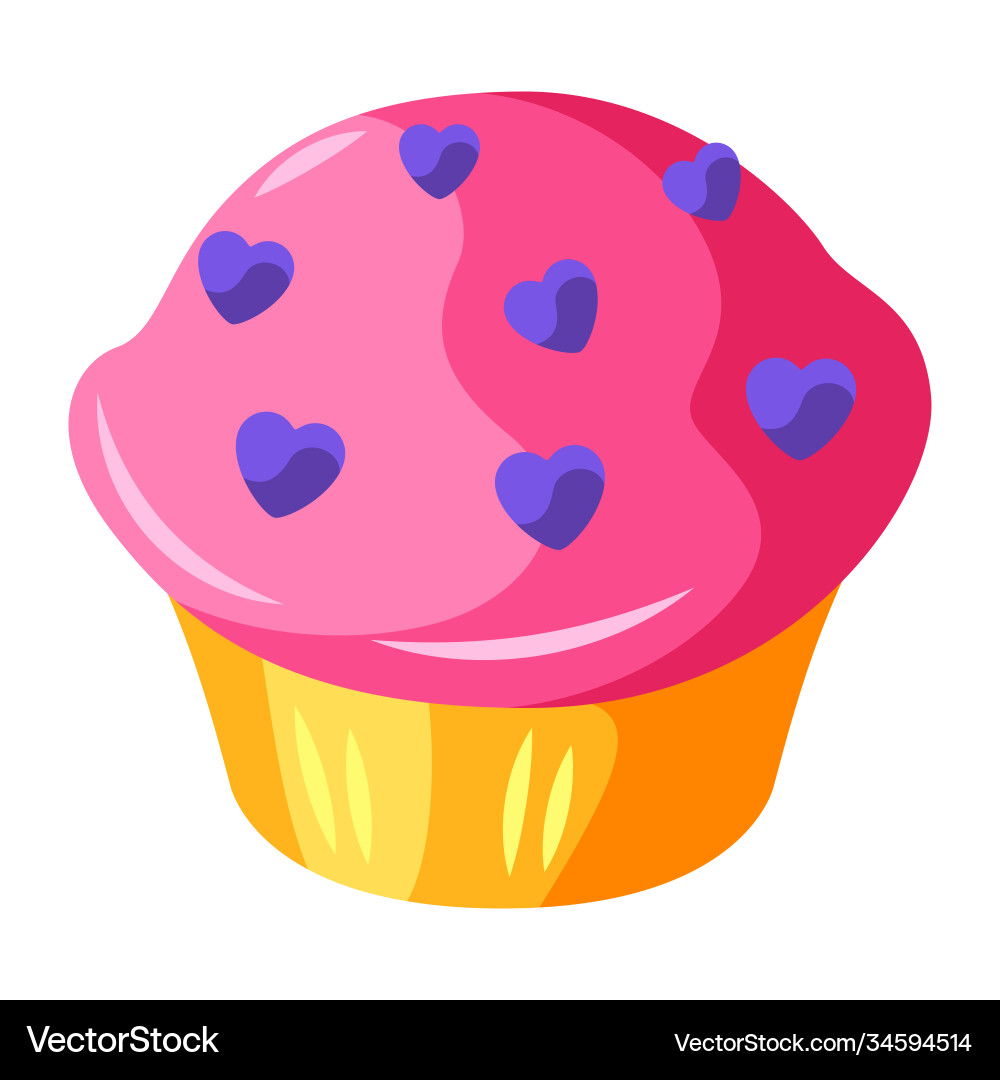 Cupcake with hearts Royalty Free Vector Image - VectorStock