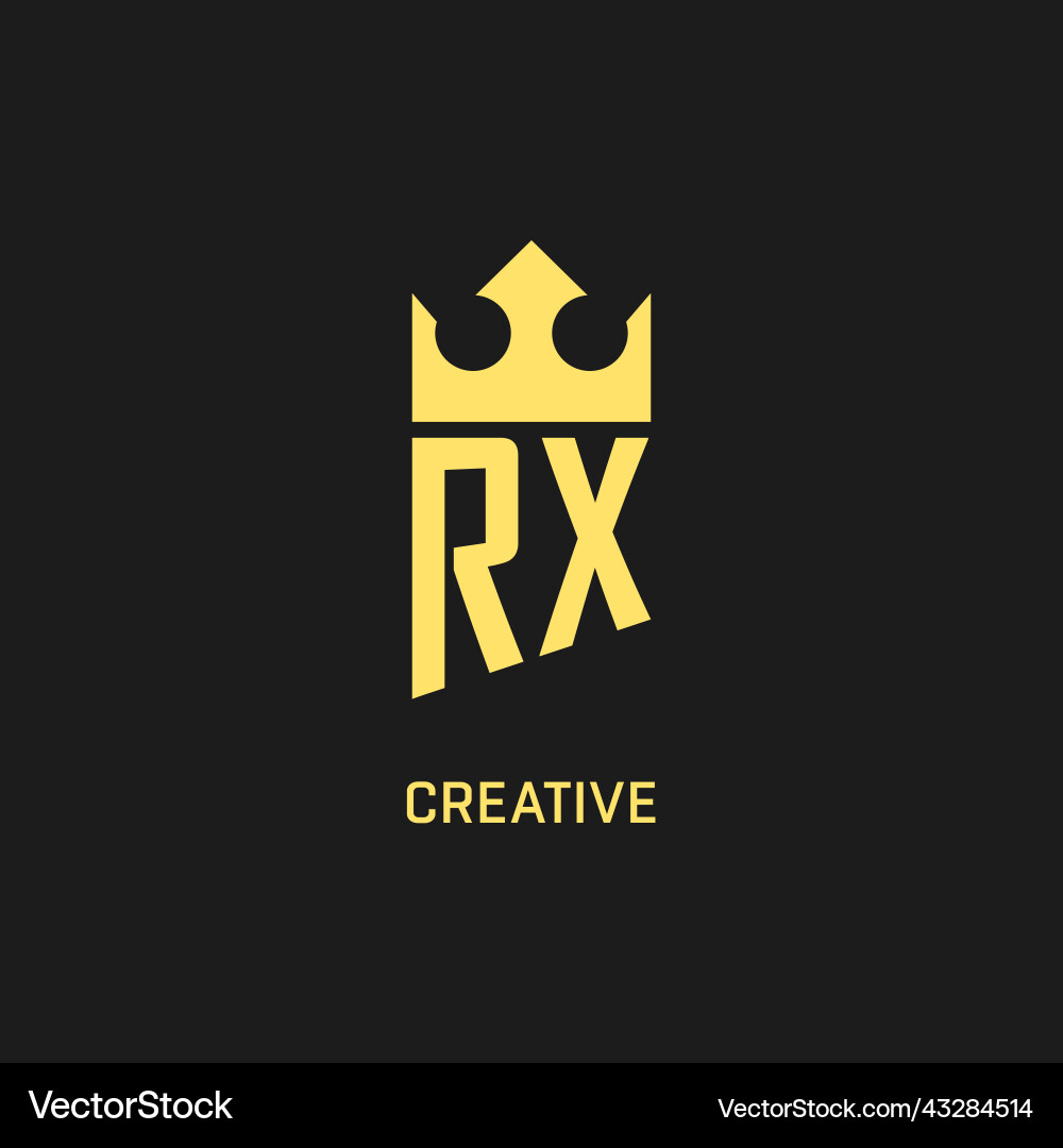 Monogram rx logo shield crown shape elegant Vector Image