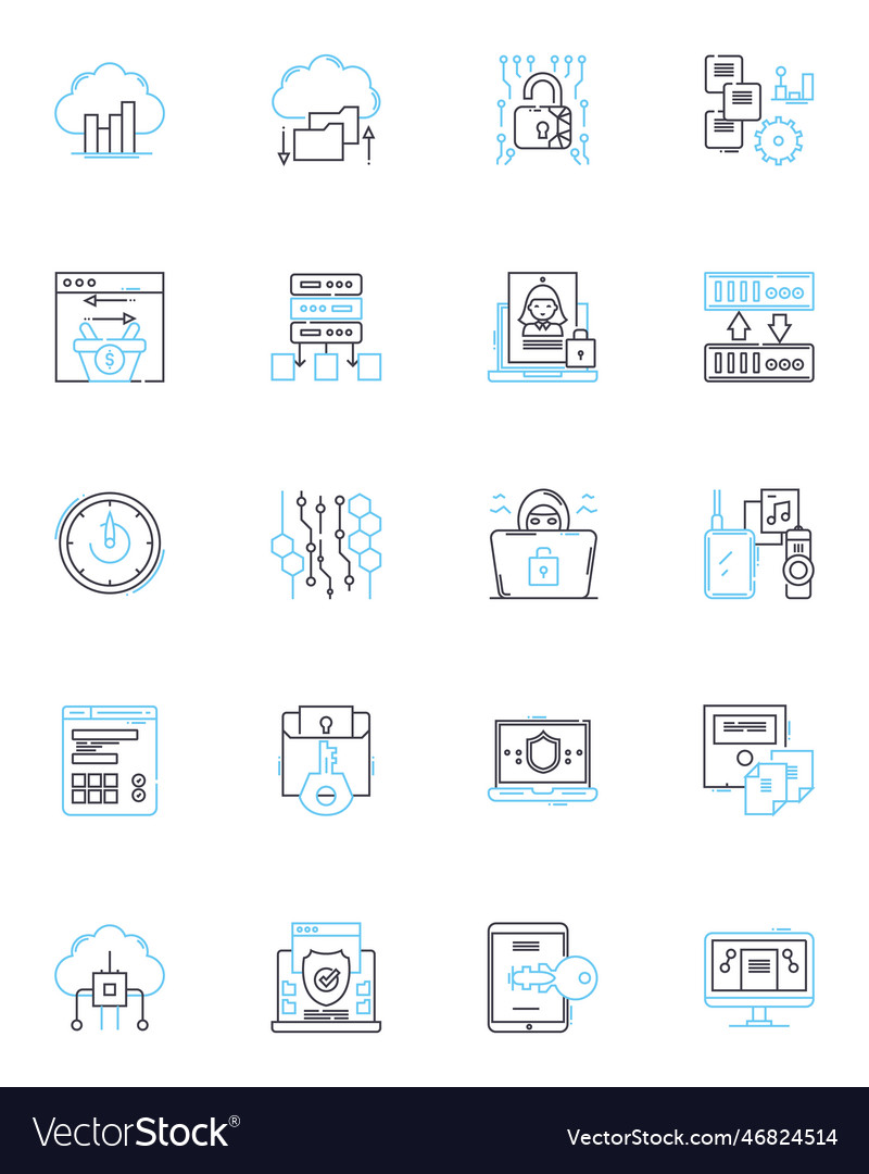 Secure knowledge linear icons set encryption Vector Image